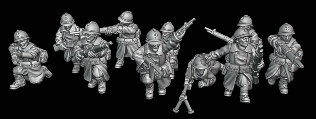 WW2 French Squad x 10 - Trench Coat Minis - Trilaterum Miniatures
